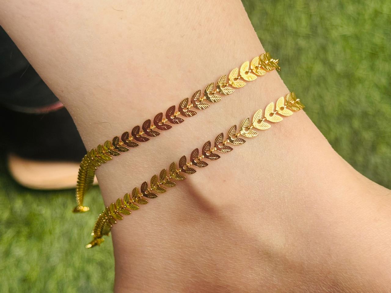 Gold plated imported anklets – Diamond Emitations