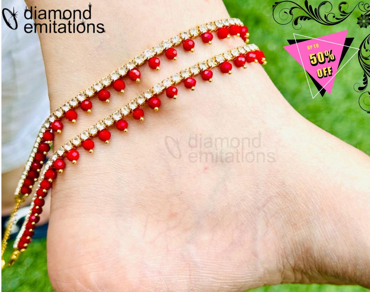 Gold plated imported anklets – Diamond Emitations