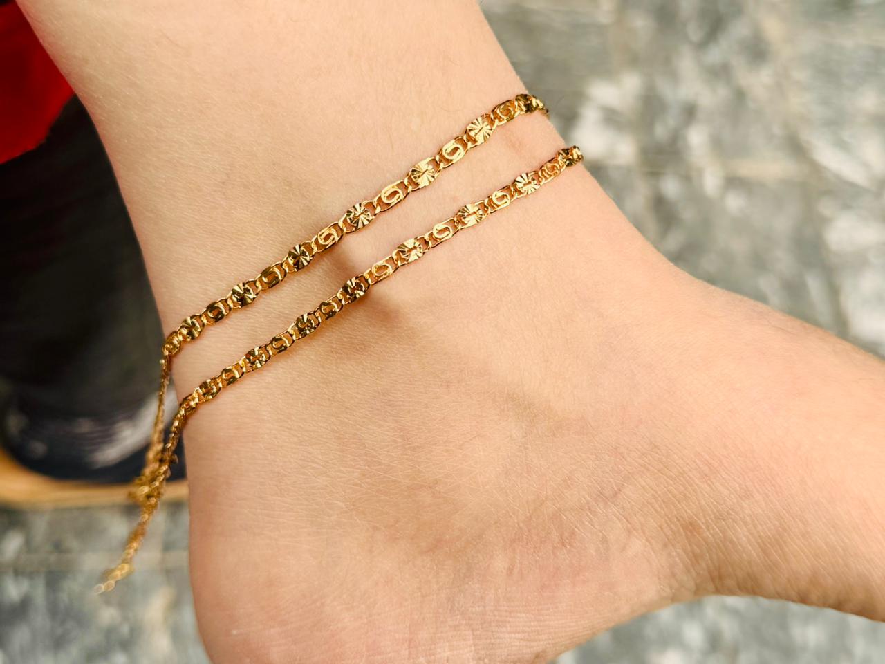Gold plated imported anklets – Diamond Emitations