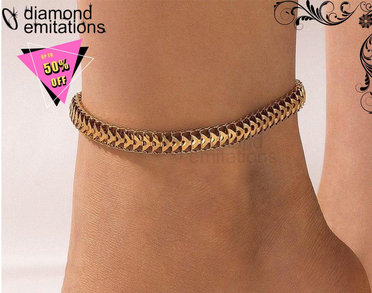 Gold plated imported anklets – Diamond Emitations